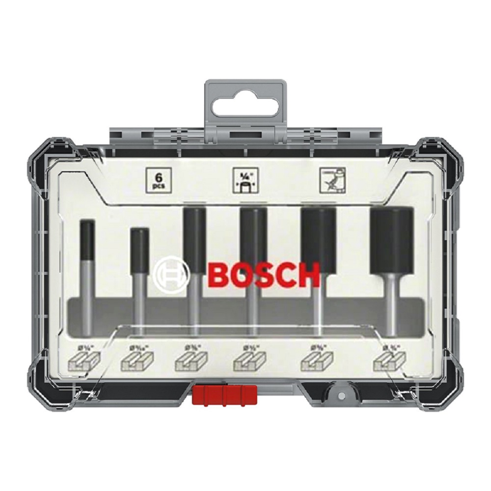 BOSCH ชุดดอกเร้าเตอร์ 6 Pcs.ก้านตรง 1/4นิ้ว #2607017467