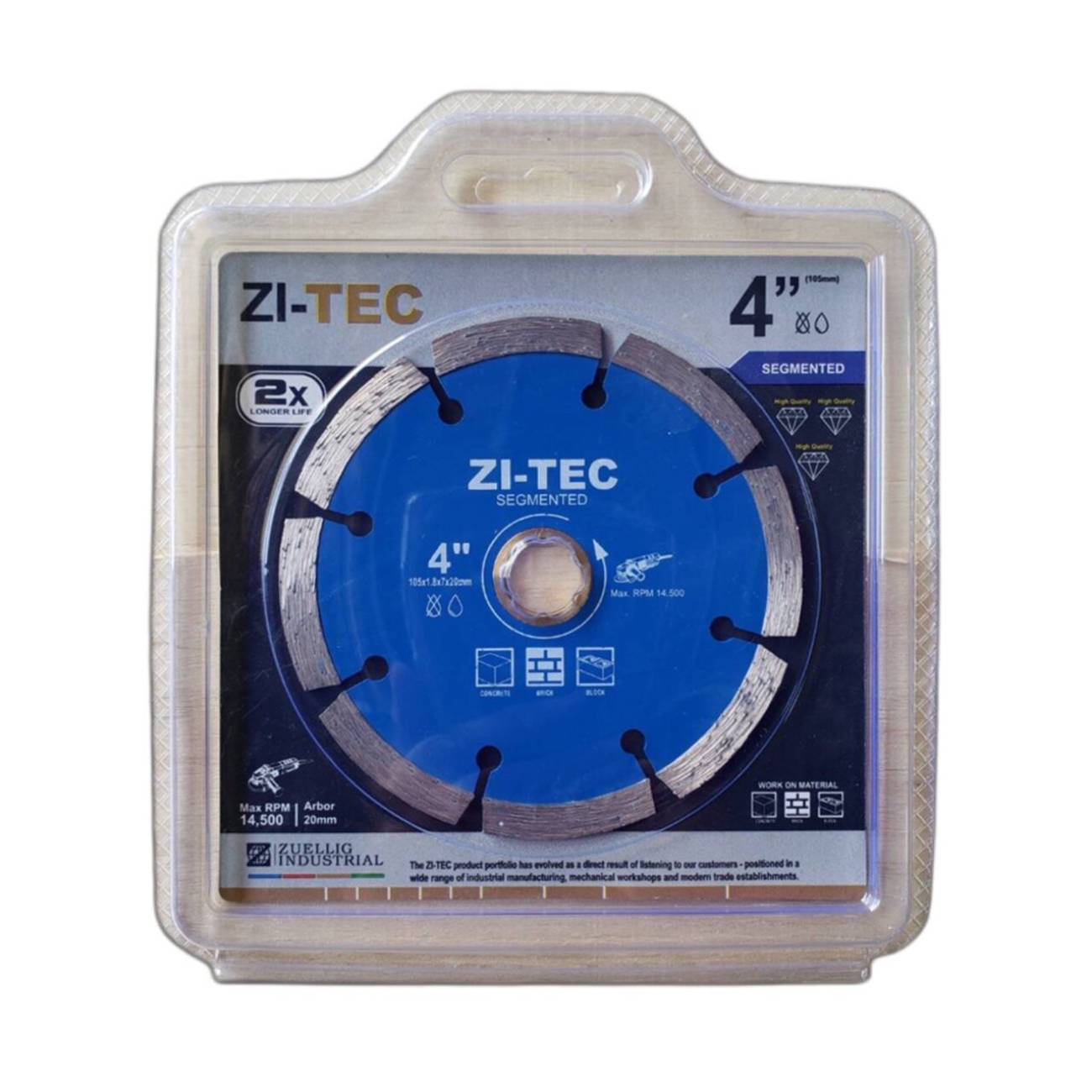 ZI-TEC ใบเพชร 4นิ้ว ZI Diamond Blade เรียบ ตัดแห้ง+น้ำ(2in1)