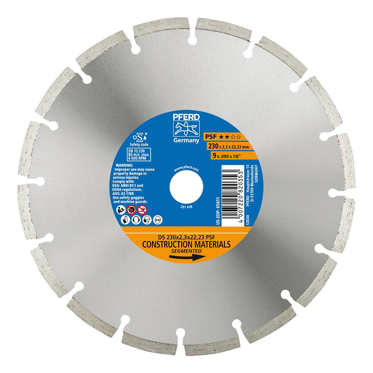 ม้าลอดห่วง ใบเพชร 9นิ้ว รุ่น Segment DS 230x2,3x22,23 PSF [D230-22.2C]